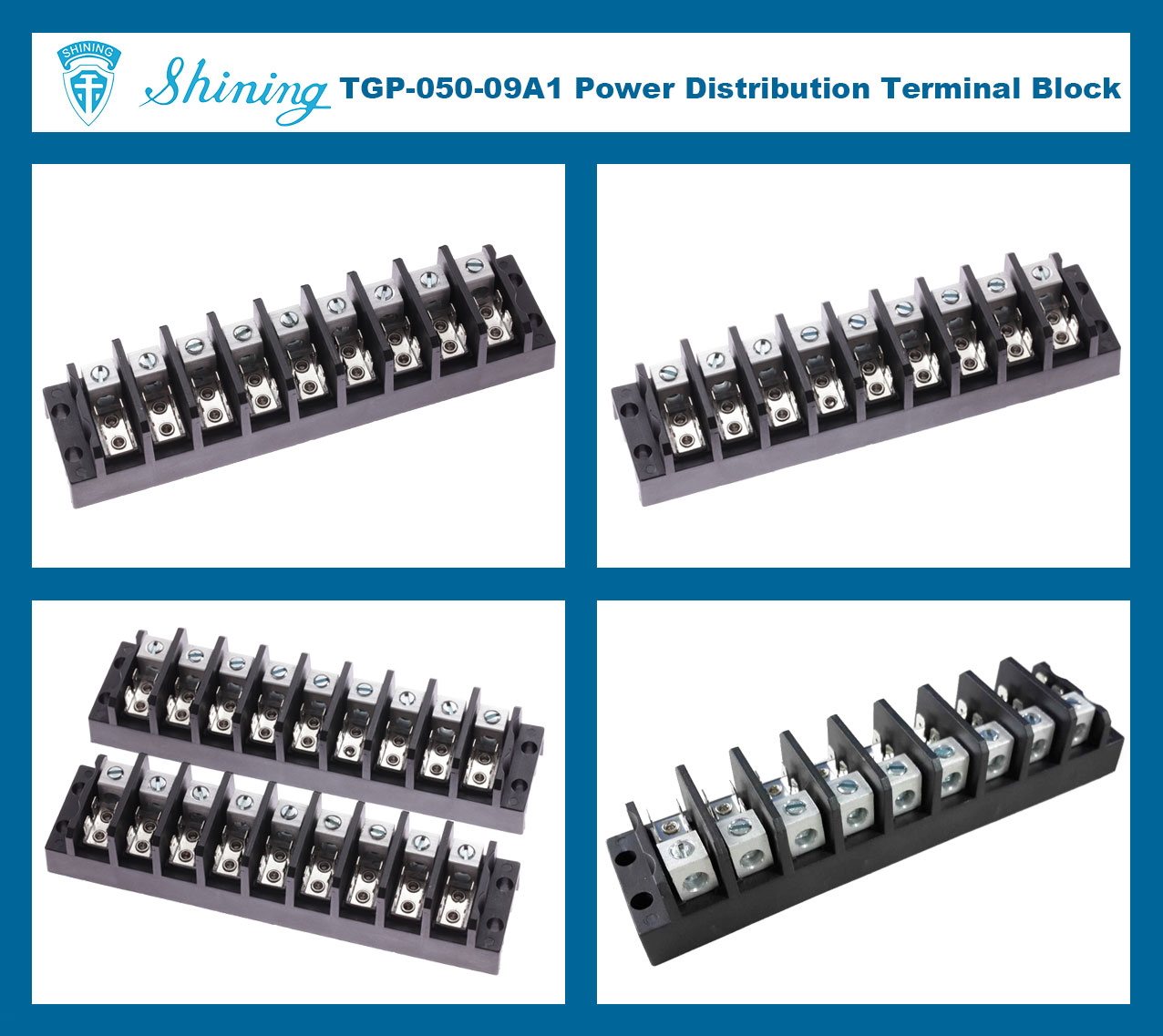 TGP-050-09A1 600V 50A 9 Pole Power Terminal Block - Shining E&E Industrial