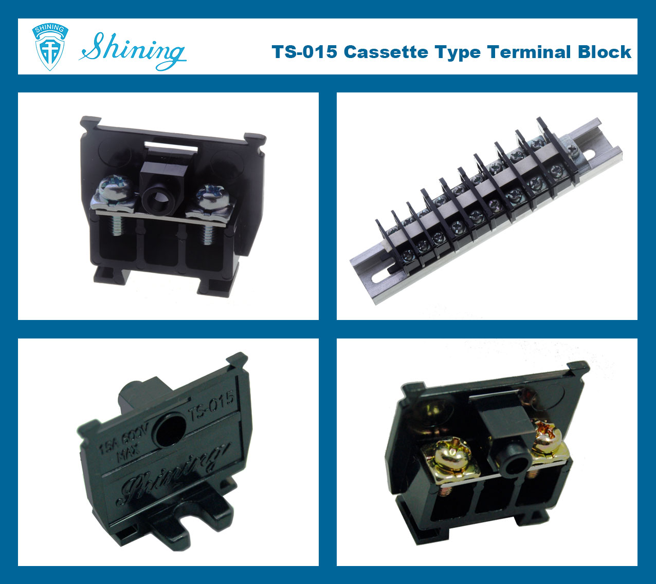 TS-015 25mm Rail Cassette 15A Terminal Block - Shining E&E Industrial